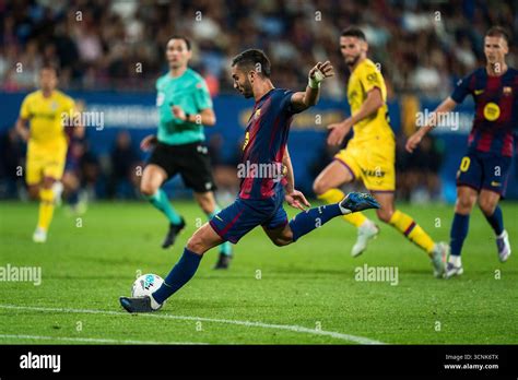 Fc Barcelona Player 7 Ferran Torres Scores A Goal During Laliga Ea