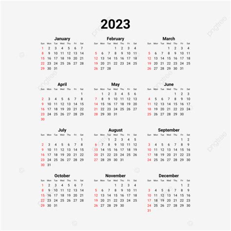 2023년 심플 캘린더 2023년 달력 Png 2023년 미니멀 캘린더 달력 Png 일러스트 및 벡터 에 대한 무료 다운로드 Pngtree