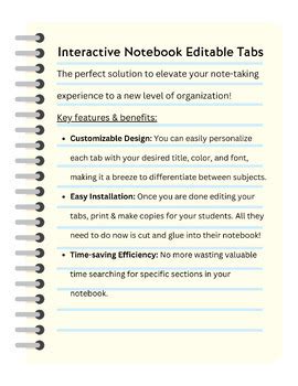 Editable Interactive Notebook Tabs By Jacqueline Cantrell TPT