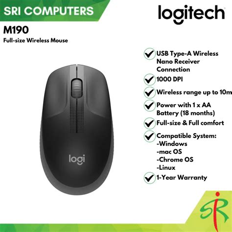 Logitech Full Size Wireless Mouse [1 Year Warranty] M190 Shopee Malaysia