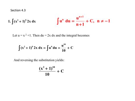 Integral Calculus Exercises U Substitution Solutions