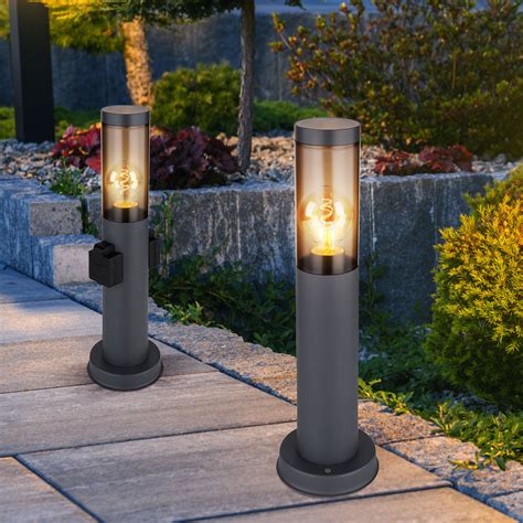 Floor Lamp With Socket Anthracite Socket Lamp Stainless Steel Socket Column With Light Smoke Floor Lamp With Socket Anthracite Socket Lamp Stainless Steel Socket Column With Light Smoke
