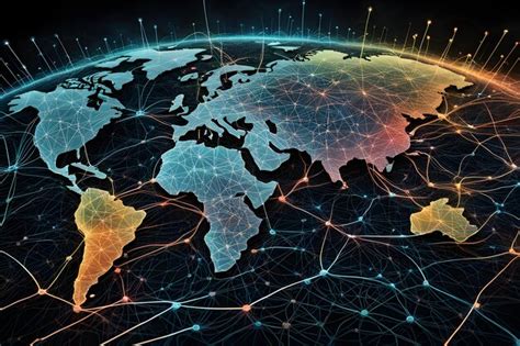 Global Network Connectivity Depicted As A Stylized Data Map Technology Data Background Premium