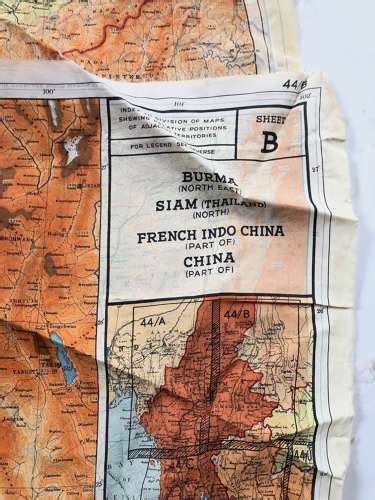 Ww2 Raf And Special Forces Issue Silk Escape Map Far East Burma