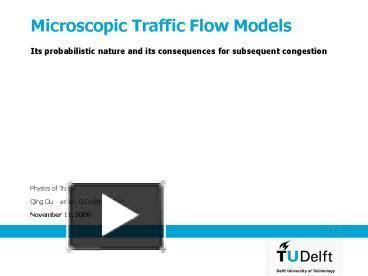 Microscopic Traffic Flow Models Presentation Free To View
