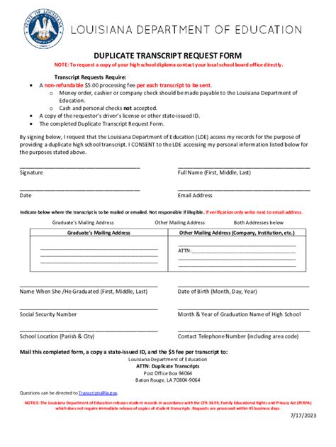 Fillable Online Duplicate Transcript Request Form Fax Email Print Pdffiller