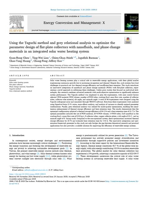 Using The Taguchi Method And Grey Relational Analysis To Opt 2025 Energy Con Pdf Heat