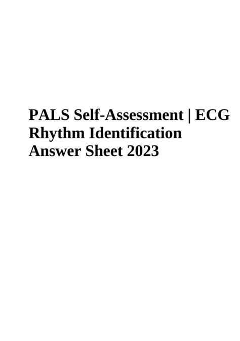 Pals Self Assessment Ecg Rhythm Identification Answer Sheet 2024 Pals Stuvia Us