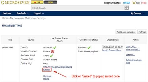 How To Copy Paste The Embed Code To Your Site Microseven Tech Support