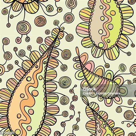 벡터 원활한 꽃 패턴입니다 손으로 그려 텍스처 페이 즐 리 장식 그림 색칠 공예 제품에 대한 스톡 벡터 아트 및 기타 이미지 공예 제품 관상용 풀 그리기 Istock