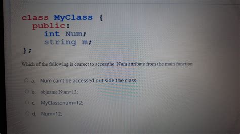 Solved Class Myclasspublic Int Num String M Which Of The Chegg