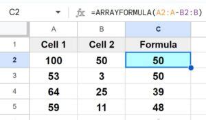 How To Apply A Subtraction Formula To An Entire Column In Google Sheets Spreadsheet Class