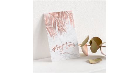 Spray Tans Script Rose Gold Palm Tree Leaf Marble Business Card Zazzle