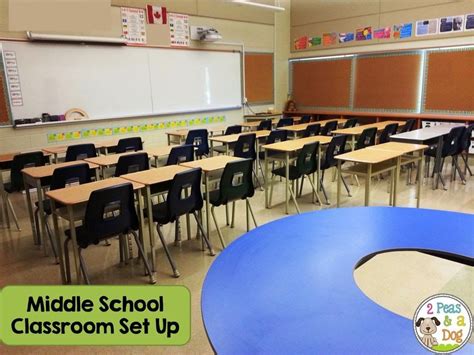 A Classroom With Desks And Chairs In Front Of A Whiteboard That Says
