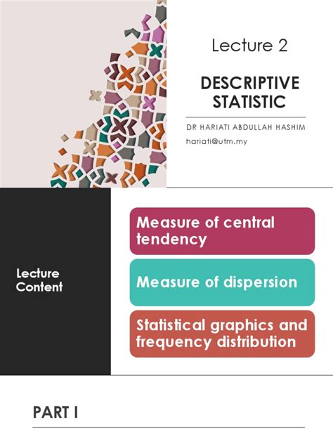 Lecture 2 Descriptive Statistics Pdf Standard Deviation Skewness