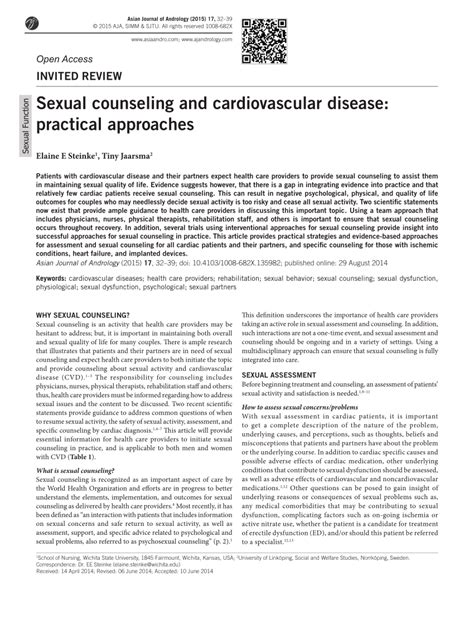 PDF Sexual Counseling And Cardiovascular Disease Practical Approaches