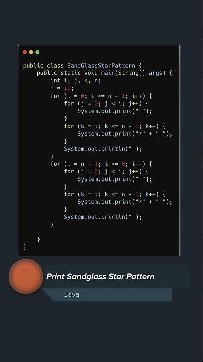 Print Sandglass Star Pattern Java Shorts Java Pattern Youtube