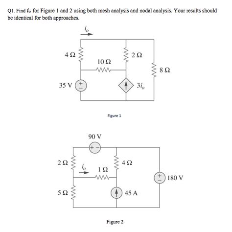 solved find i0 for figure 1 and 2 using both mesh analysi