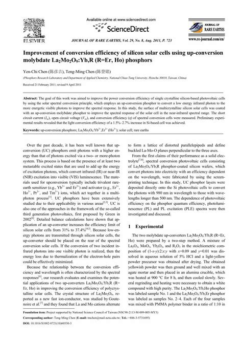 Pdf Improvement Of Conversion Efficiency Of Silicon Solar Cells Using