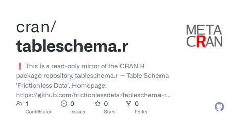 github cran tableschema r exclamation this is a read only mirror of the cran r package