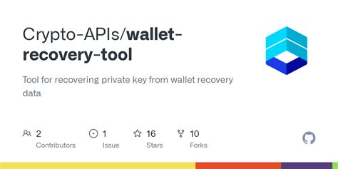 GitHub Crypto APIs Wallet Recovery Tool Tool For Recovering Private Key From Wallet Recovery Data