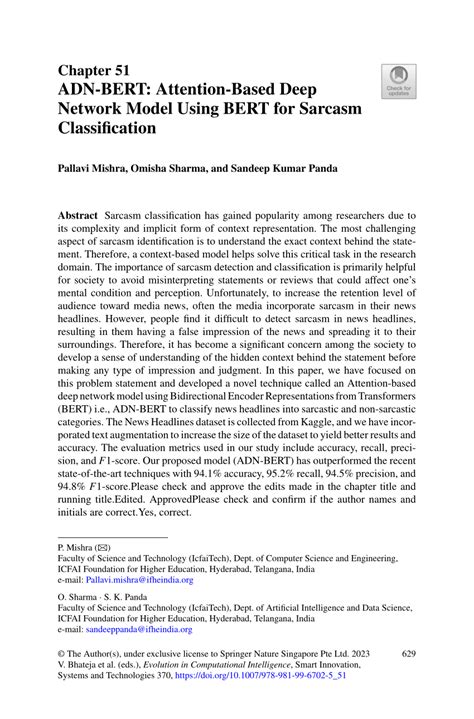 Pdf Adn Bert Attention Based Deep Network Model Using Bert For Sarcasm Classification