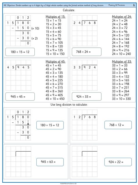 Divide Numbers Up To 4 Digits By A 2 Digit Whole Number Using The