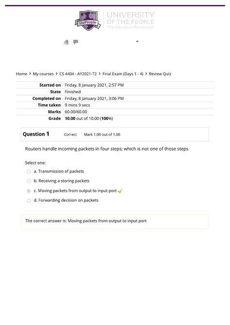 Review Quiz Attempt Review Started On Friday 8 January 2021 2 57 PM State Finished Completed