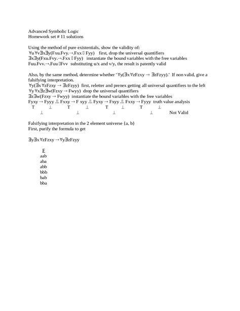 Resolution For Homework Set 11 Symbolic Logic Ii Pl 330 Docsity
