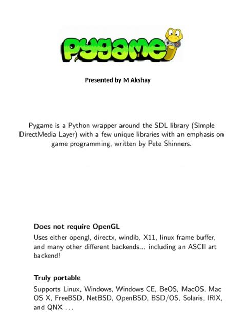 Pygame Presentation 1 Pdf