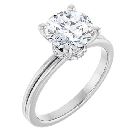2 07 Tcw Round Lab Grown Gh Vs2 Modern Halo Engagement Ring 14k White Gold Venazia Jewelry