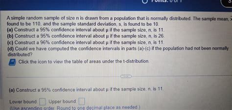 solved a simple random sample of size n is drawn from a