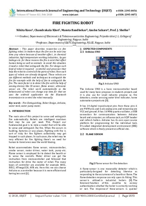 Pdf Irjet Fire Fighting Robot