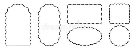Set Of Arch And Double Arc Rectangle And Square Oval And Circle Frames With Wavy Edges Simple