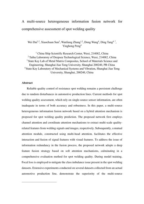 PDF A Multi Source Heterogeneous Information Fusion Network For Comprehensive Assessment Of