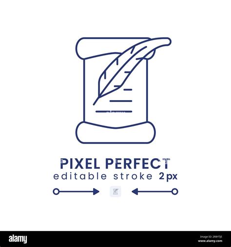 Paper Scroll With Feather Pen Linear Desktop Icon Stock Vector Image Art Alamy