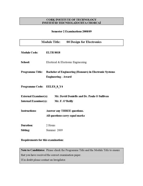 Sequence Diagrams Design For Electronics Exam Docsity