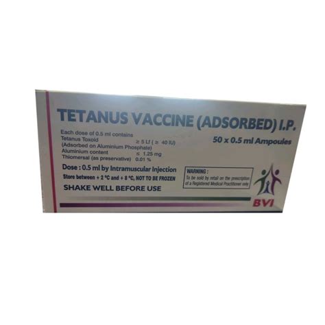 0 5 Mg Tetanus Vaccine Adsorbed I P 0 5 Ml By Intramuscular At Rs 450 Box In Bareja