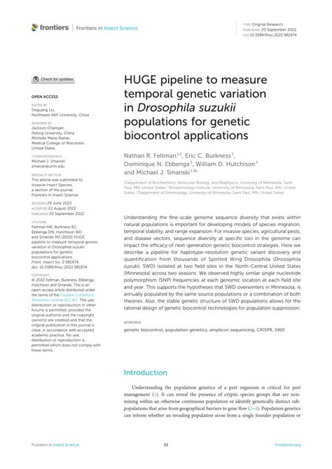 Pdf Huge Pipeline To Measure Temporal Genetic Variation In Drosophila