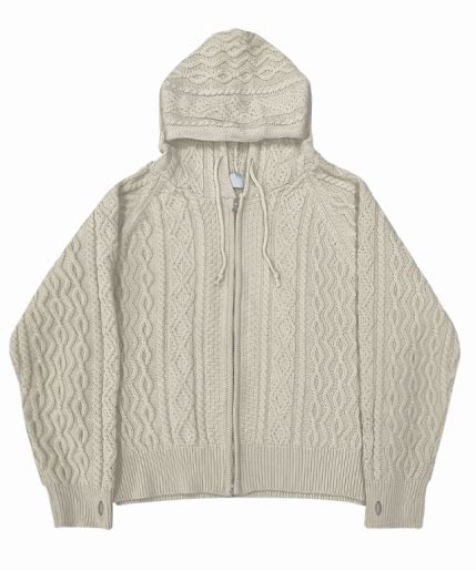 [남녀공용 투웨이집업] 오버핏 케이블 꽈배기 니트 워머 후드집업 에이블리