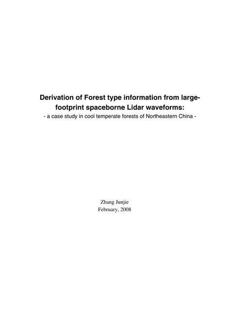 Pdf Derivation Of Forest Type Information From Large Footprint Spaceborne Lidar Waveforms A