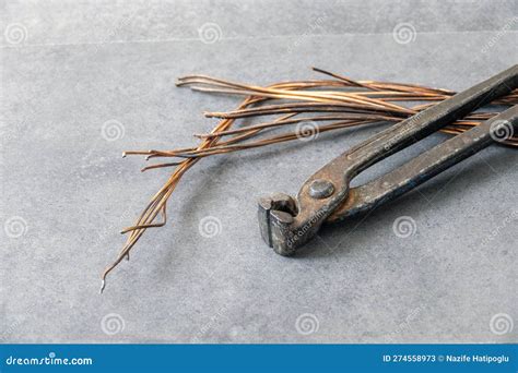 Copper Wire Inside Electrical Wiring An Electrician Has Copper Wire In His Hand Lots Of Thick