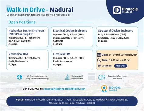 Join Pinnacle Infotechs Walk In Recruitment Drive In Madurai