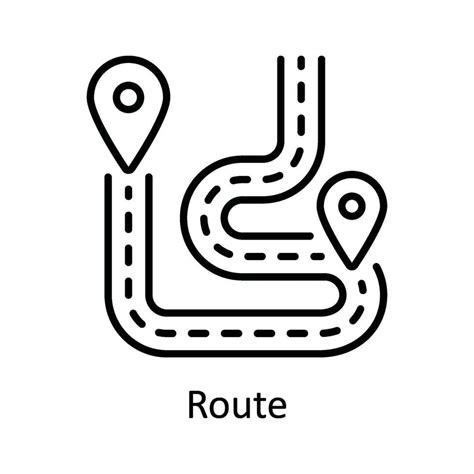 Route Vector Outline Icon Design Illustration Map And Navigation Symbol On White Background Eps