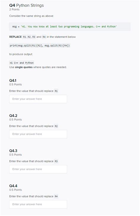 Solved Q4 Python Strings 2 Points Consider The Same String