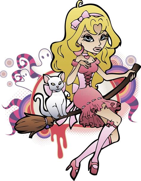 Cartoon Young Witch Flying On Her Broom Stock Vector Illustration Of Broom Celebration 45855137