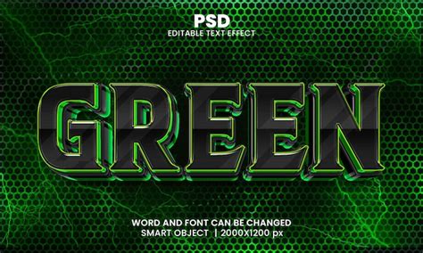 배경이 있는 녹색 금속 3d 편집 가능한 포토샵 텍스트 효과 스타일 프리미엄 Psd 파일