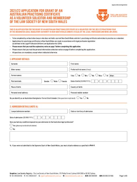 Fillable Online Applying For A Practising CertificateThe Law Society Of NSWPractising