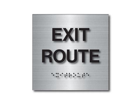 Brushed Aluminum Braille Exit Route Sign 6h X 6w Harvey Signs Inc