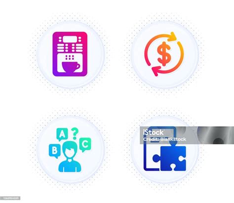 커피 메이커 달러 교환 및 퀴즈 테스트 아이콘 세트 전략 기호입니다 차 기계 은행 금리 인터뷰 벡터 가격에 대한 스톡 벡터 아트 및 기타 이미지 Istock